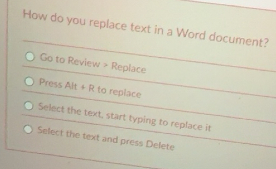 Solved: How do you replace text in a Word document? Go to Review ...