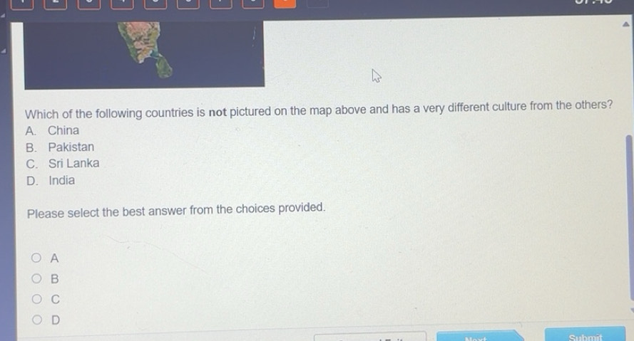 Solved: Which of the following countries is not pictured on the map ...