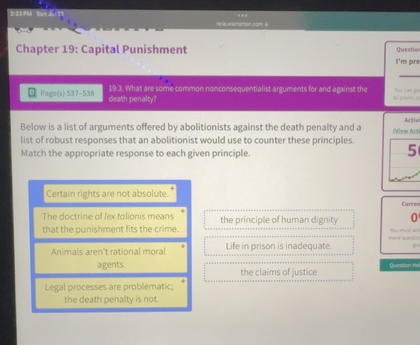 Solved: 2:23 PM Sun Jui 1 3/2 ... ncia.wwnorton.com @ Chapter 19 ...