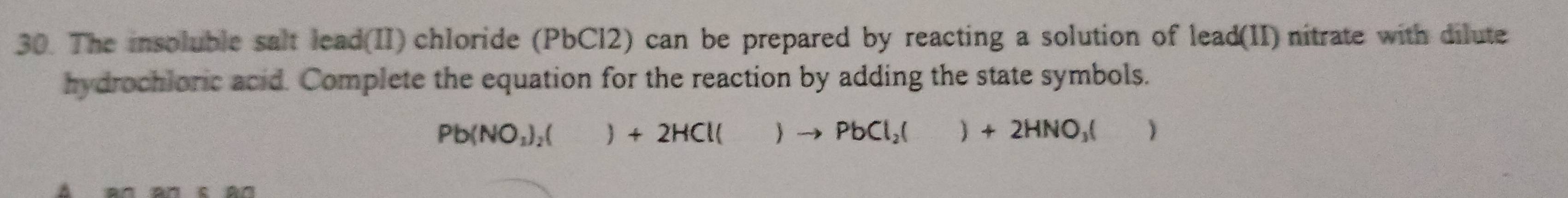 Telah dijawab:The insoluble salt lead(II) chloride (PbCl2) can be ...