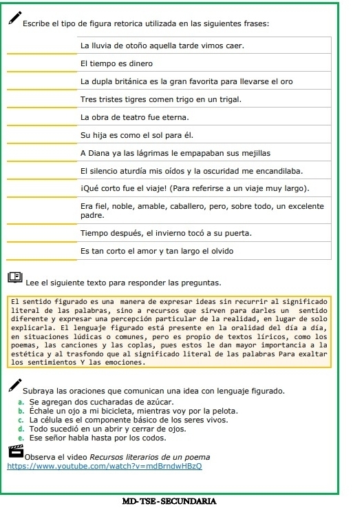Resuelto:Escribe el tipo de figura retorica utilizada en las siguientes ...