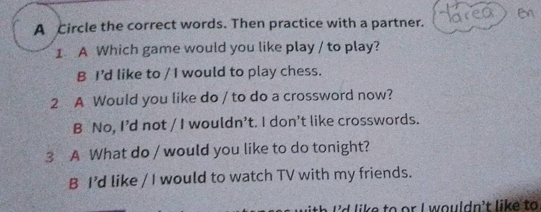 Resuelto:A Circle the correct words. Then practice with a partner. area ...
