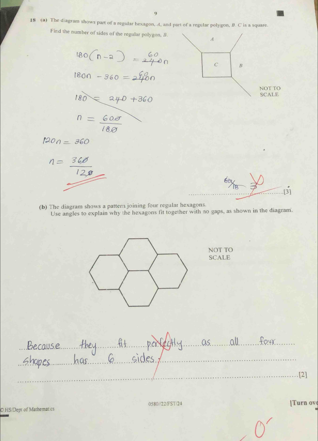 Solved: 9 18 (a) The diagram shows part of a regular hexagon, A, and part of a regular polygon ...