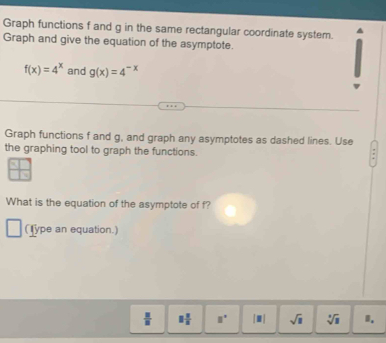 Solved: Graph functions f and g in the same rectangular coordinate system. Graph and give the ...