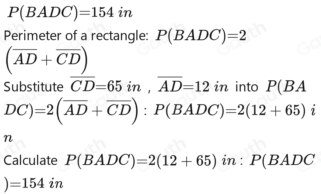Solved: Find the perimeter of the rectangle. The perimeter is the ...