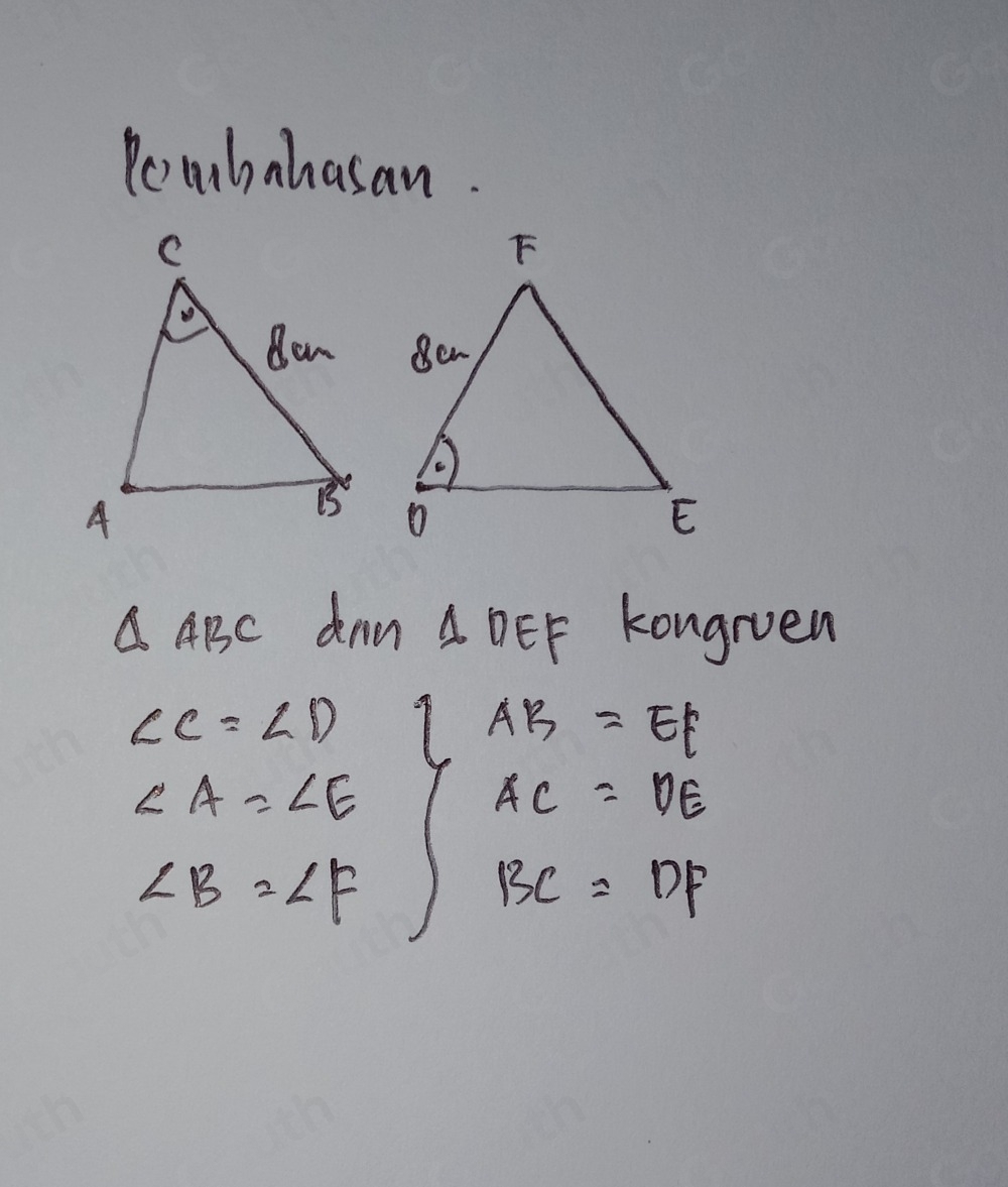 Telah dijawab:Perhatikan gambar berikut! Segitiga ABC dan Segitiga DEF ...