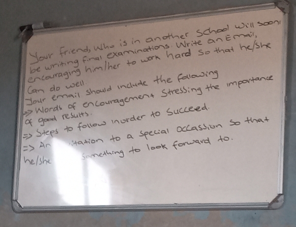 Your friends Who is in another school will soon be writing final ...