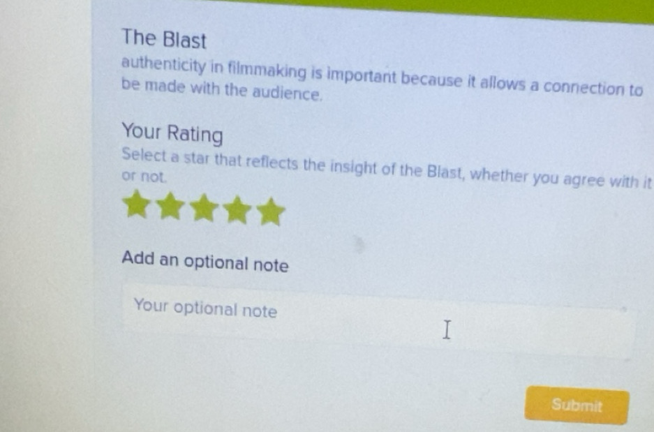 Solved: The Blast authenticity in filmmaking is important because it ...