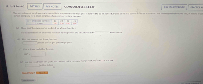 Solved: DETAILS MY NOTES CRAUDCOLALG6 3.3.EX.001. ASK YOUR TEACHER ...