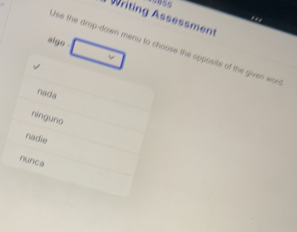 Solved: writing Assessment algo . Use the drop-down menu to choose the ...