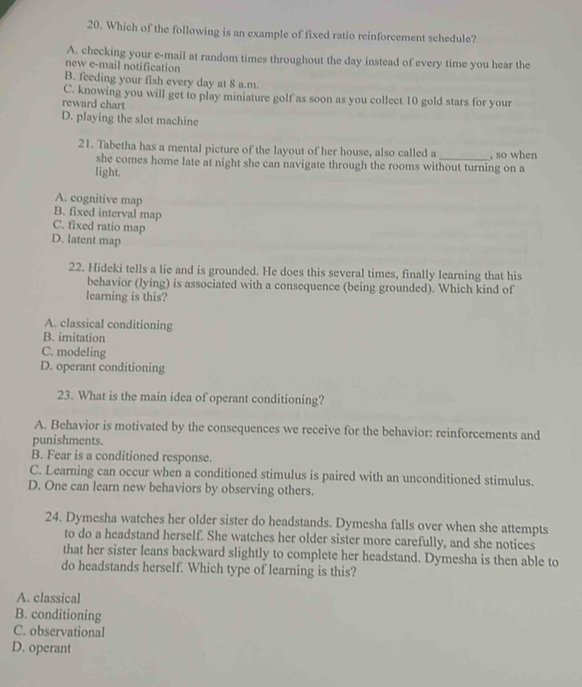 Solved: Which of the following is an example of fixed ratio ...