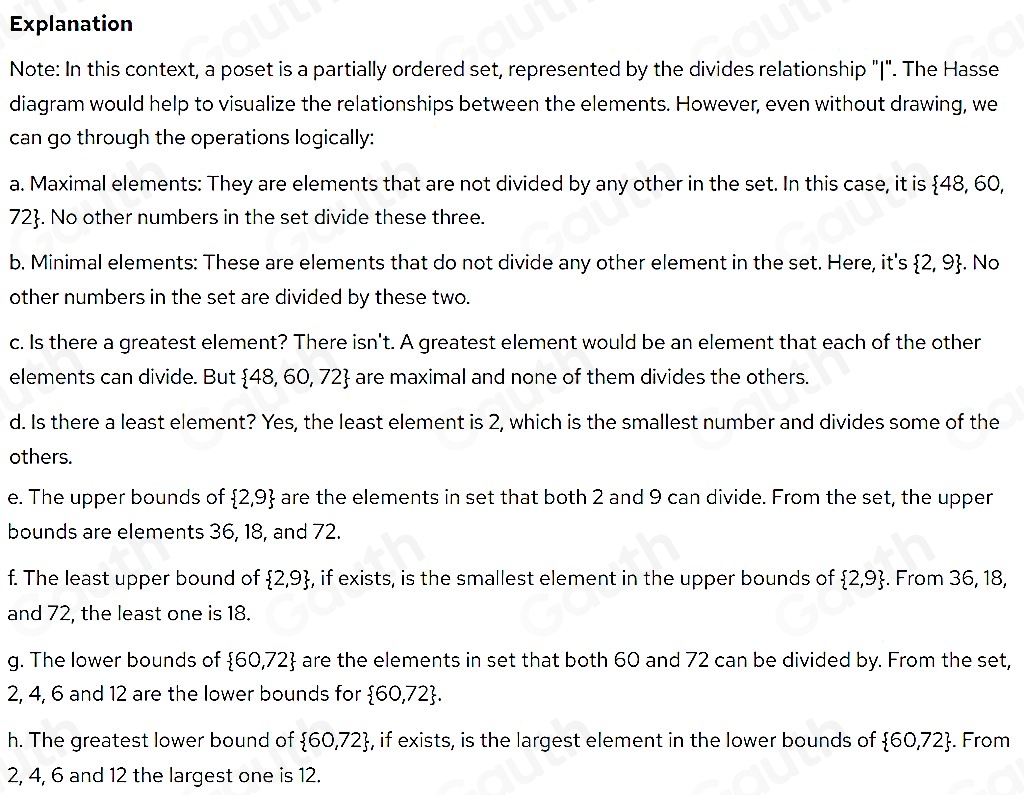 Solved: Answer these questions for the poset ( 2,4,6,9,12,18,27,36,48 ...
