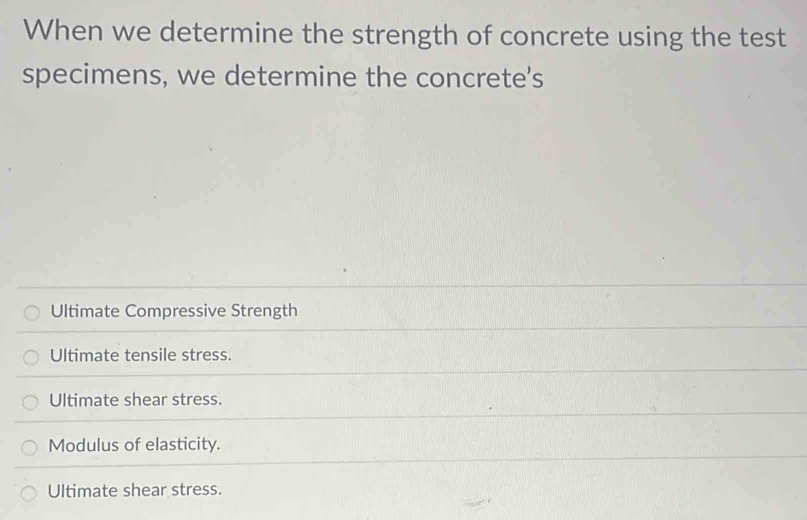 Solved: When we determine the strength of concrete using the test ...
