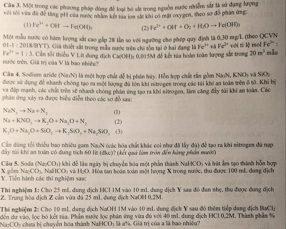 Giải quyết:Một trong các phương pháp dùng để loại bỏ sắt trong nguồn ...