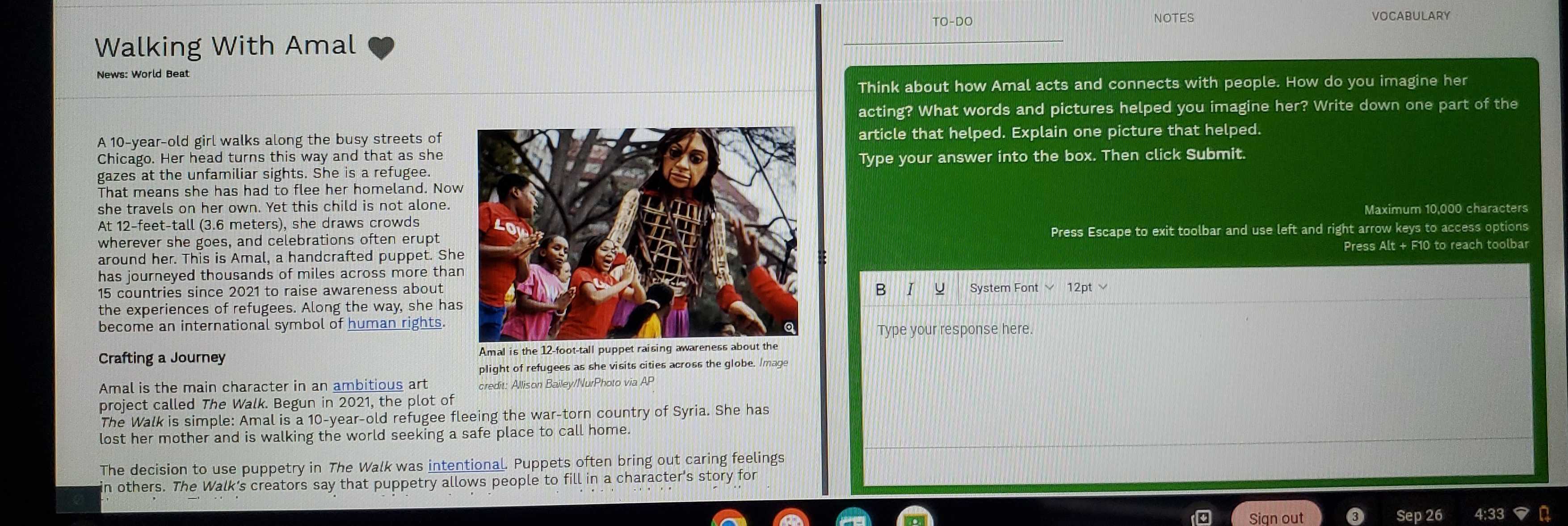 Solved: TO-DO NOTES VOCABULARY Walking With Amal News: World Beat Think ...