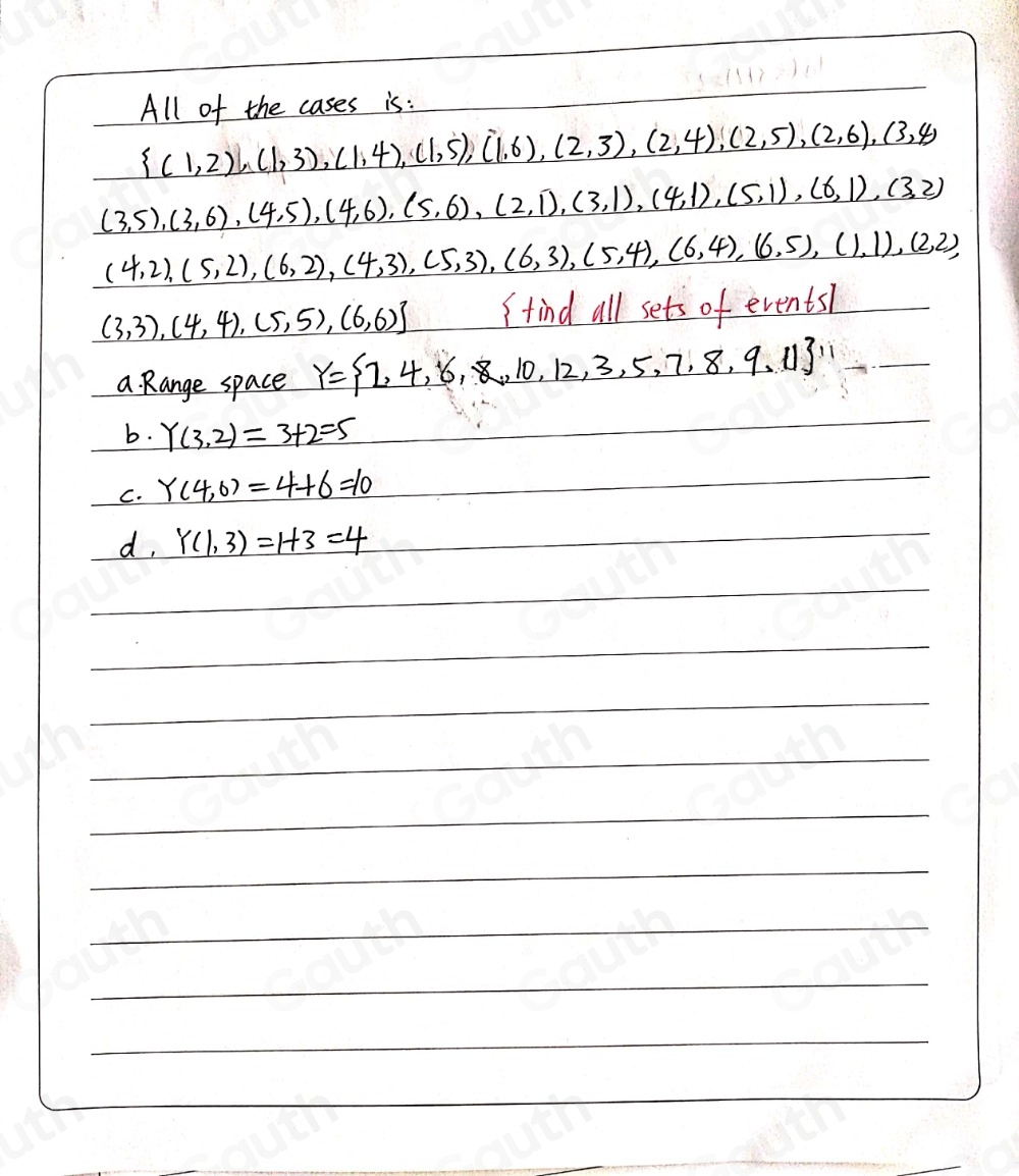 Solved: A pair of dice is thrown and the random variable Y is defined ...