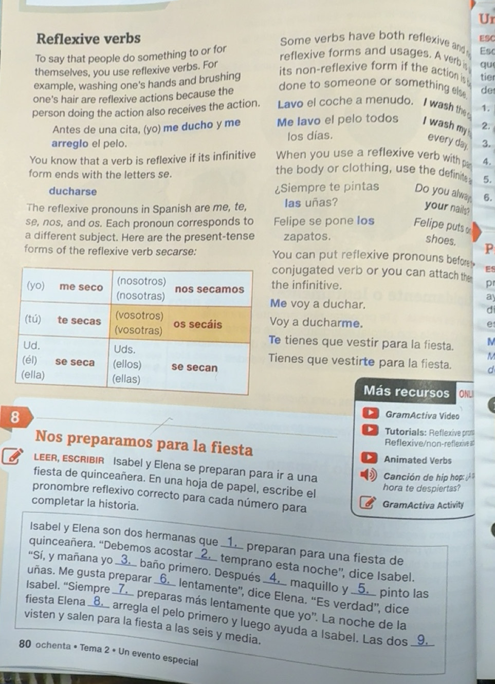 Solved: Ur Reflexive verbs ESC Some verbs have both reflexive and Esc ...