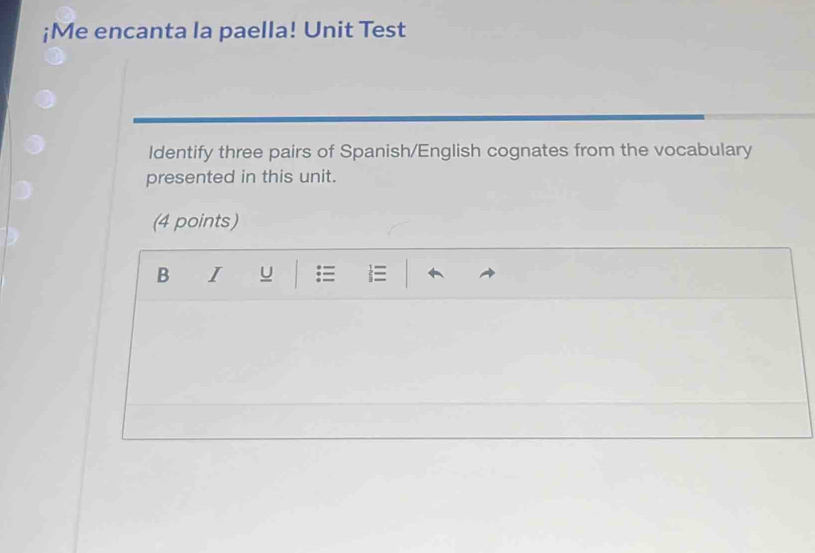 Solved: ¡Me encanta la paella! Unit Test Identify three pairs of ...