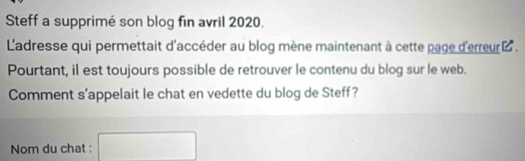 Resuelto:Steff a supprimé son blog fin avril 2020. L'adresse qui ...