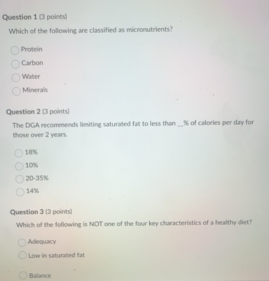 Solved: Which of the following are classified as micronutrients ...