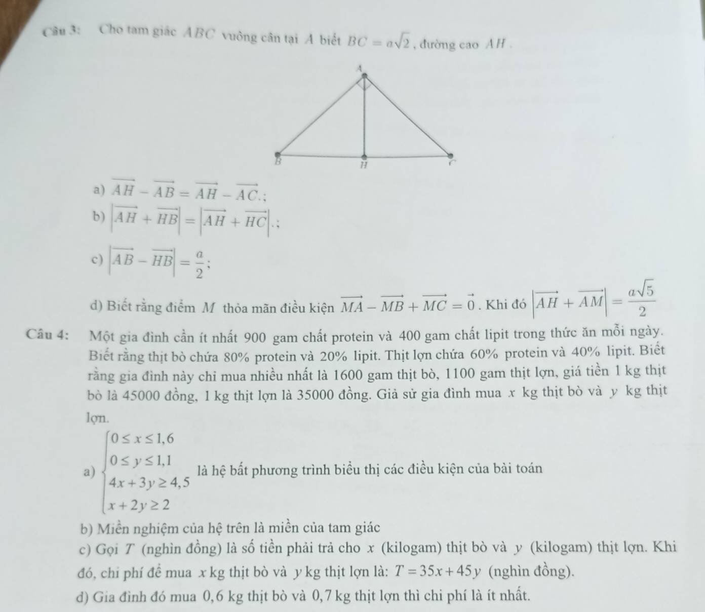 Giải quyết:Cho tam giác ABC vuông cân tại A biết BC=asqrt(2) , đường ...