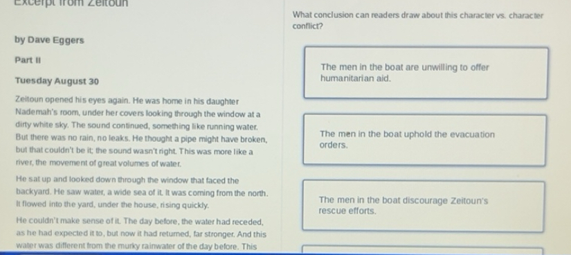 Solved: Excerpt from Zeitoun What conclusion can readers draw about ...