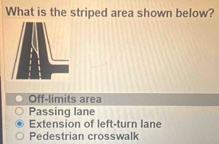 Solved: What is the striped area shown below? Off-limits area Passing ...
