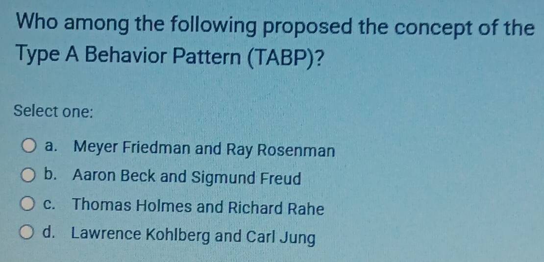 Solved: Who among the following proposed the concept of the Type A ...