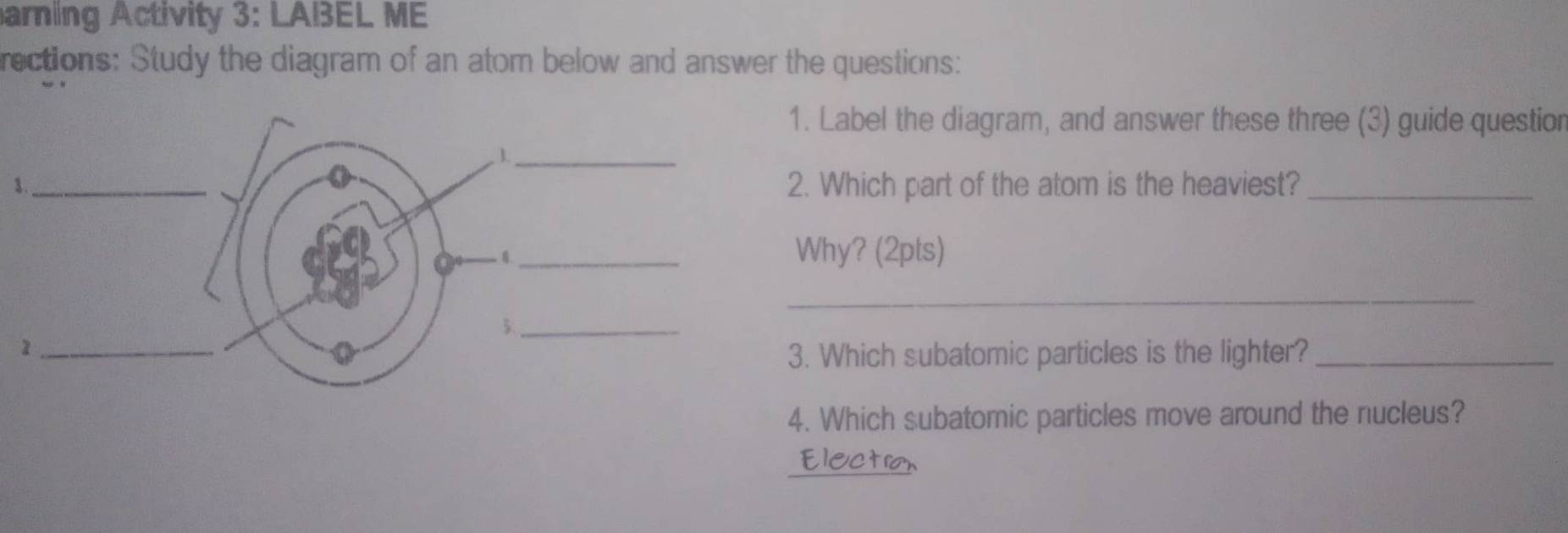 Solved: arning Activity 3: LABEL ME rections: Study the diagram of an ...