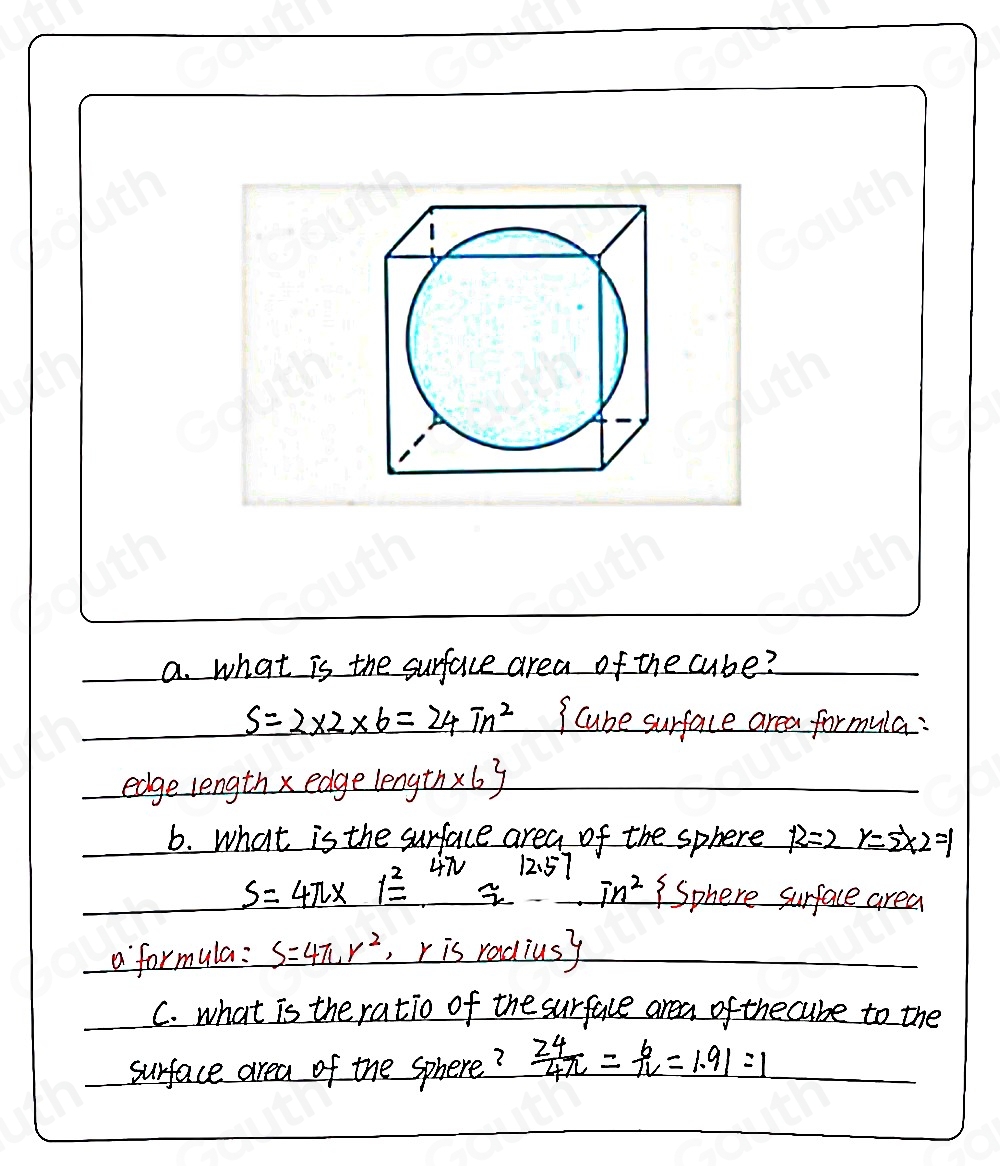 Solved: REASONING Jaylen builds a sphere inside of a cube. The sphere ...