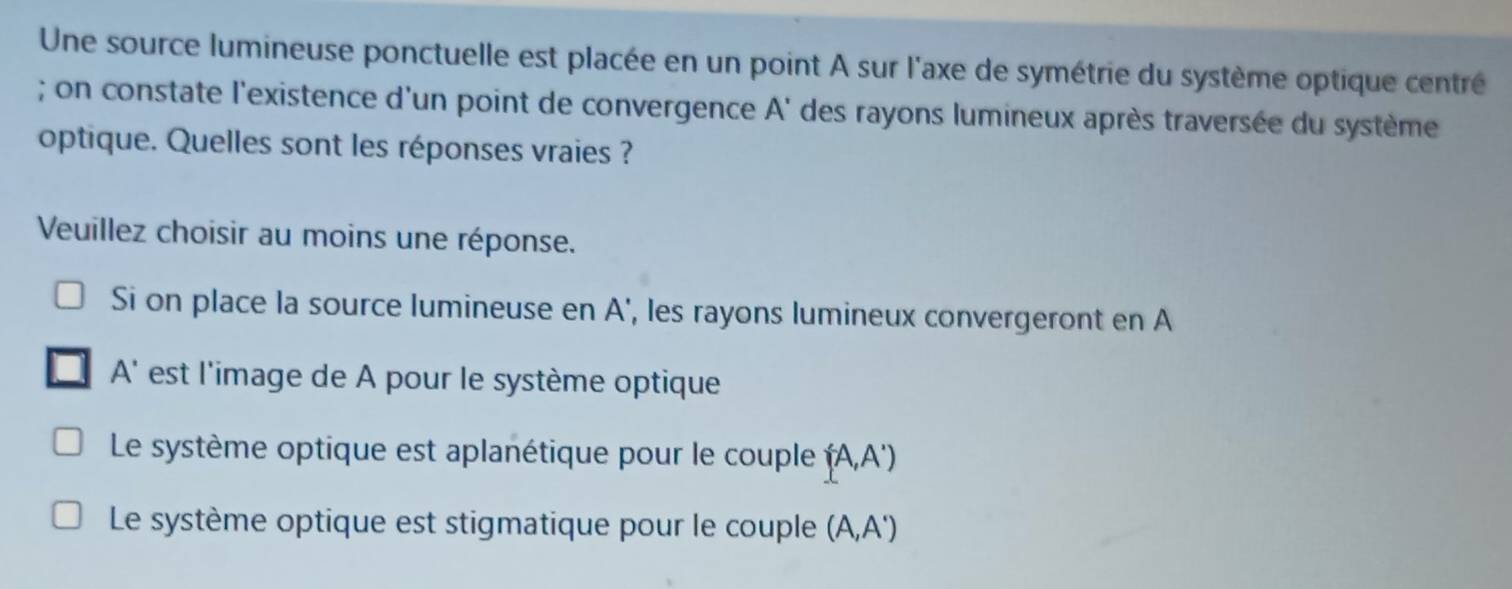 Résolu :Une source lumineuse ponctuelle est placée en un point A sur l ...
