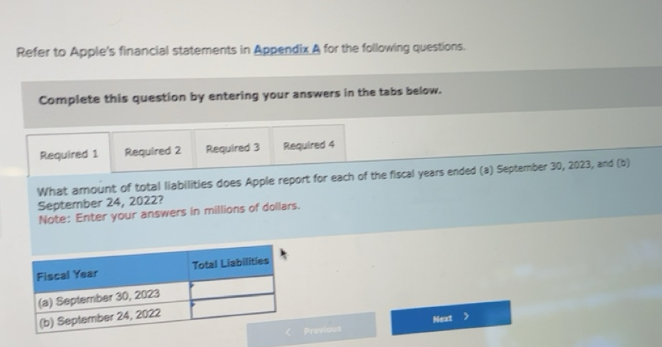Solved: Refer to Apple's financial statements in Appendix A for the ...