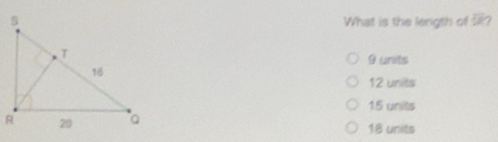 Solved: What is the length of ? 9 units 15 units 18 units [Math]