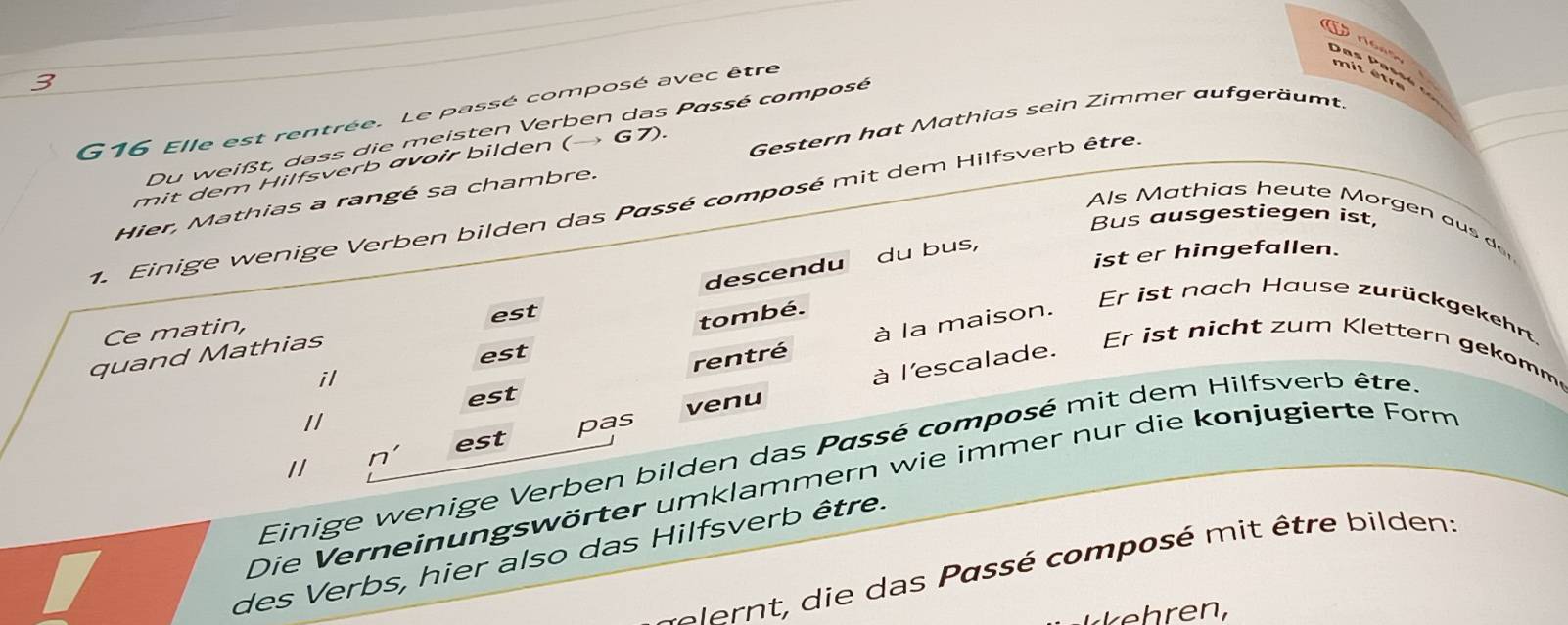 Gelöst:Das Passé e G16 Elle est rentrée. Le passé composé avec être mit ...