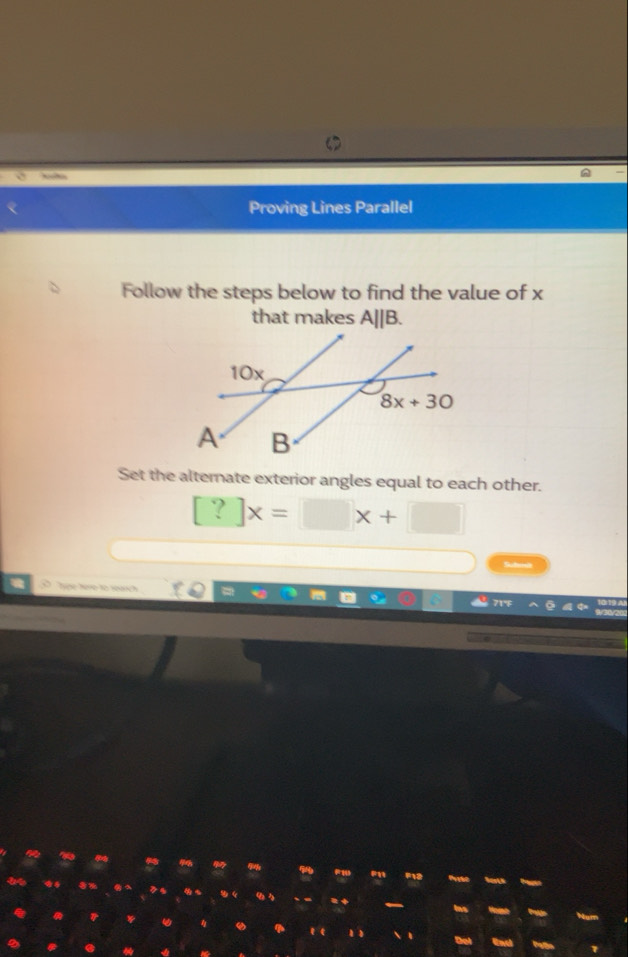Solved: A Proving Lines Parallel Follow the steps below to find the value of x that makes A||B ...