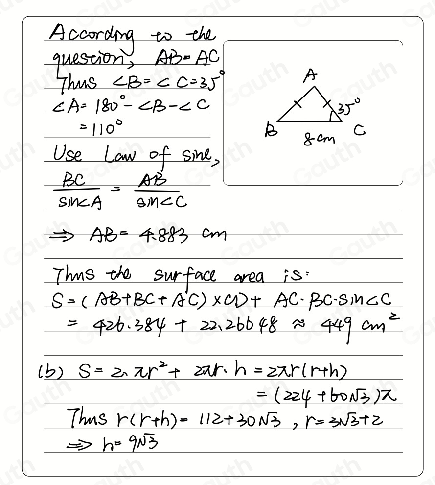 Solved: Diagram NOT accurately drawn Figure 3 Figure 3 shows a solid right triangular prism ...