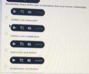 Solved: Mocatindtary toteck afl the pairs of opesations that fore ...