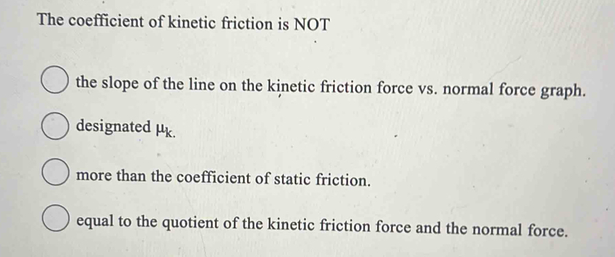 Solved: The coefficient of kinetic friction is NOT the slope of the ...