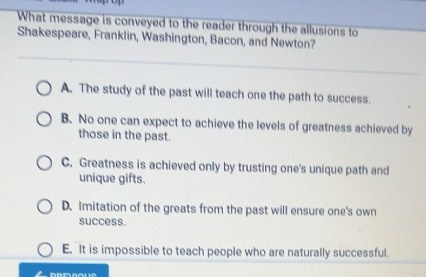 Solved: What message is conveyed to the reader through the allusions to ...