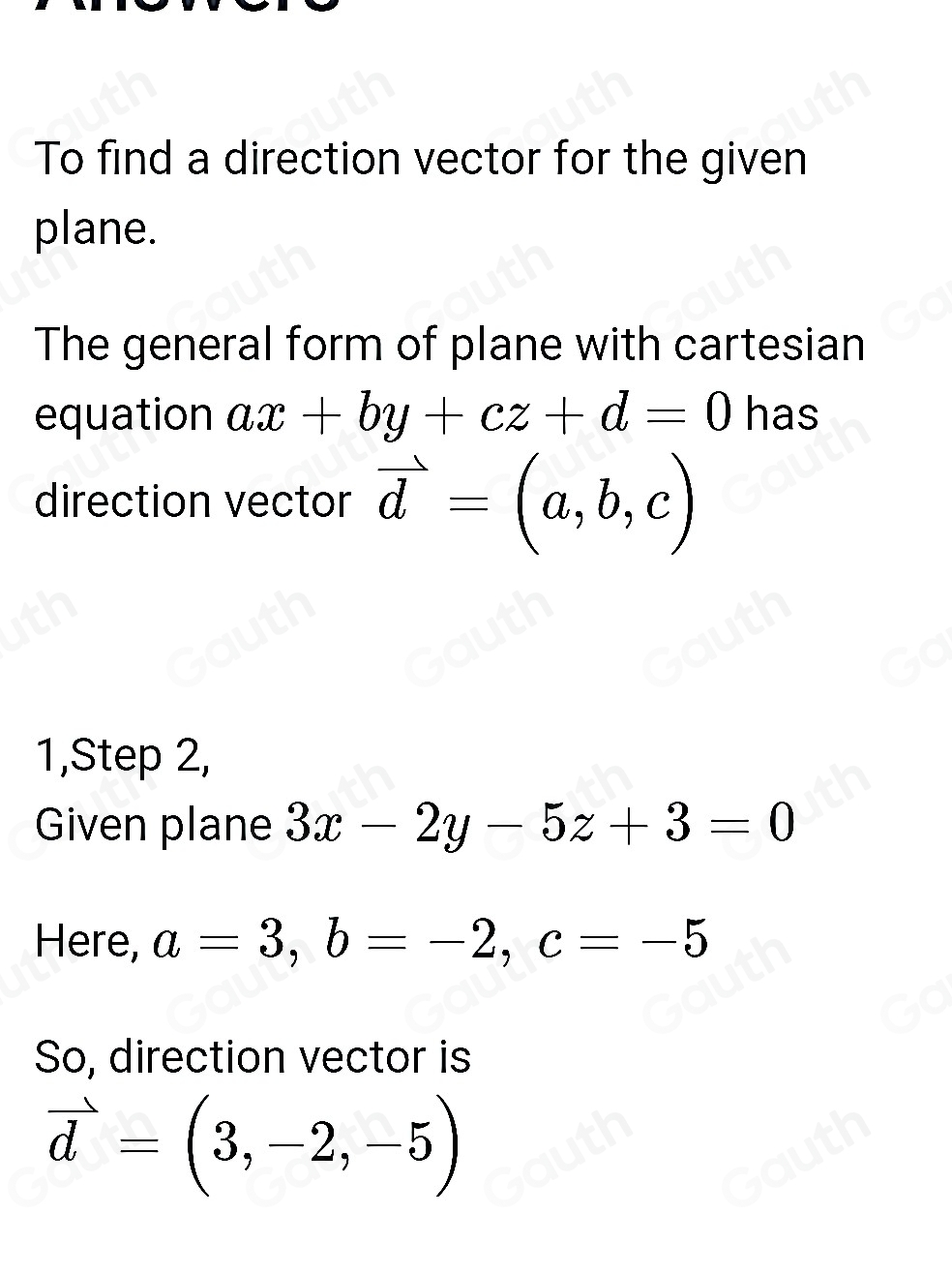 Solved: Which of the following is a direction vector for the plane with ...