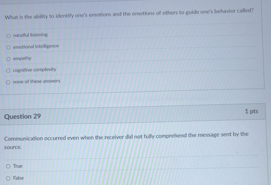 Solved: What is the ability to identify one's emotions and the emotions ...
