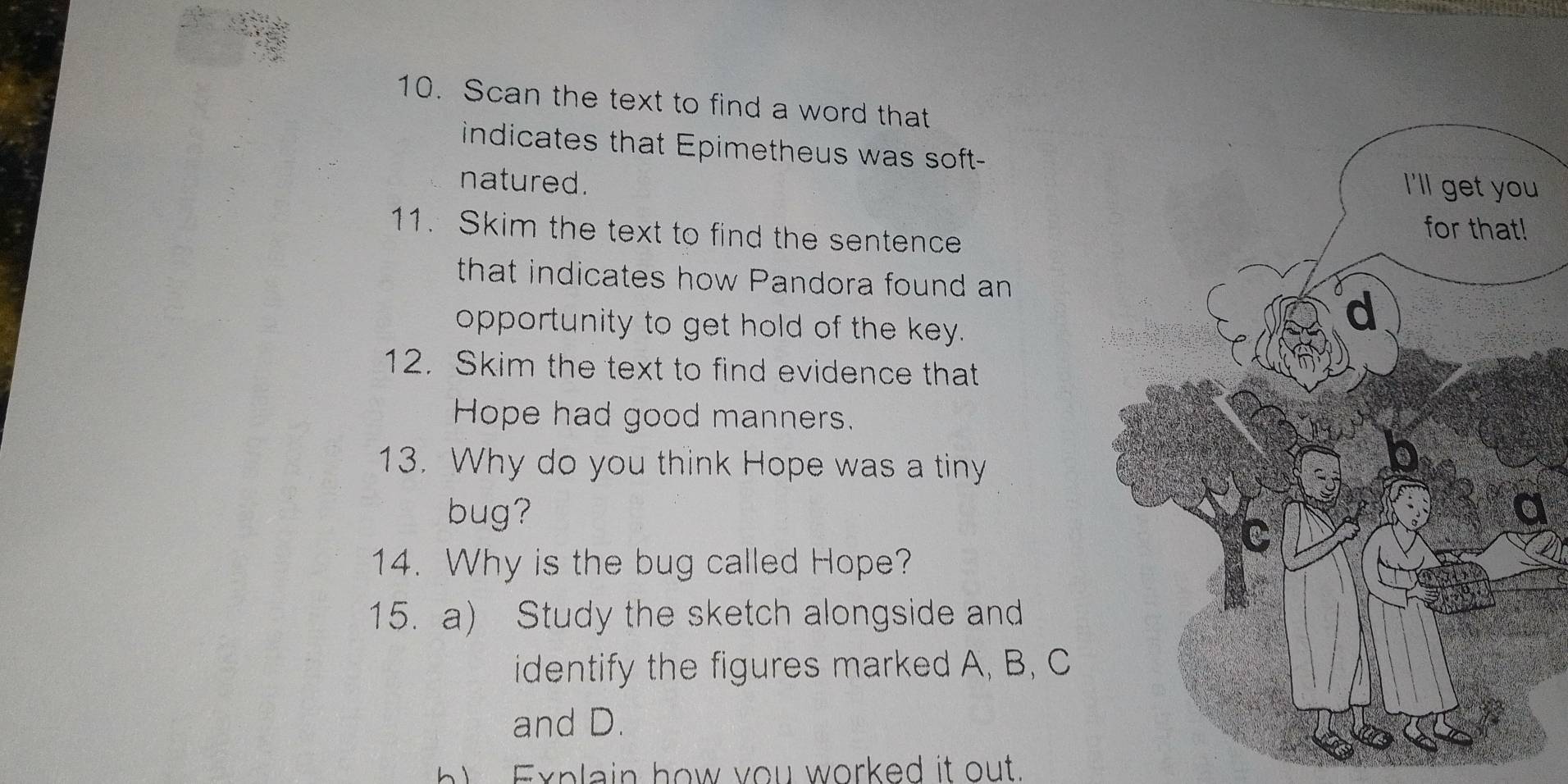 Solved: Scan the text to find a word that indicates that Epimetheus was ...