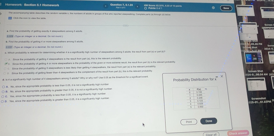 Solved: Homework: Section 5.1 Homework Question 7, 5.1.24 Part 4 of 4 ...