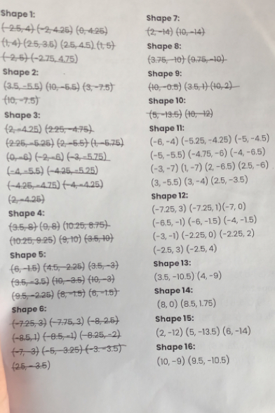 Shape 1: Shape 7: (-2.5,4)(-2,4.25)(0,4.25) (2,-14)(10,-14) (1,4)-(2.5 ...