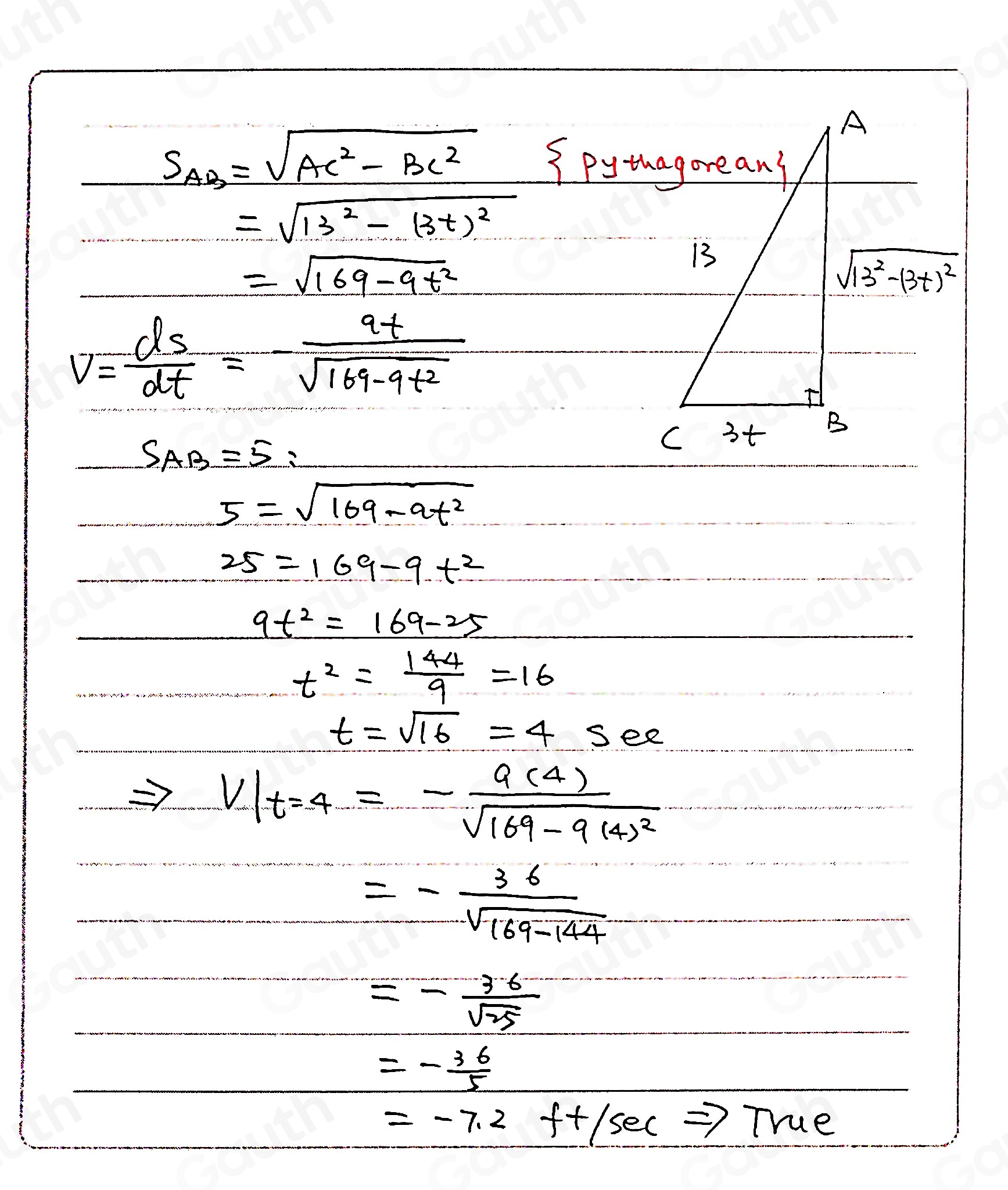 Solved: Rachel is standing atop a 13 ft ladder. The ladder is leaning ...