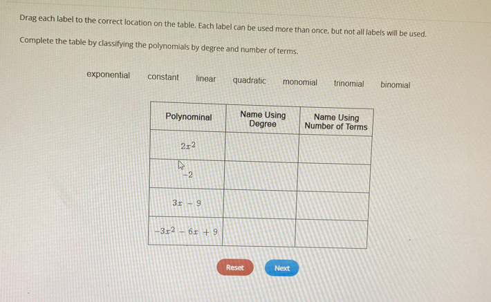 Solved: Drag each label to the correct location on the table. Each label can be used more than ...
