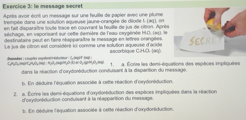 Solved: le message secret Après avoir écrit un message sur une feuille ...