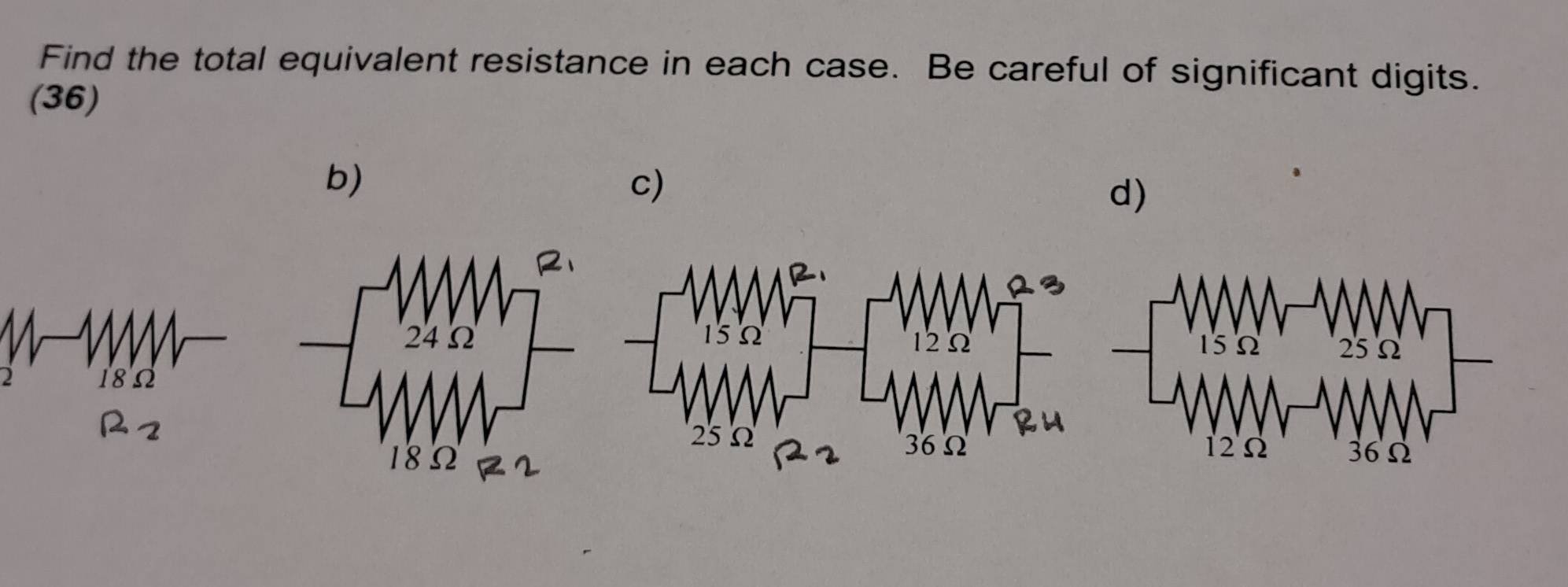 Gelöst:Find the total equivalent resistance in each case. Be careful of ...