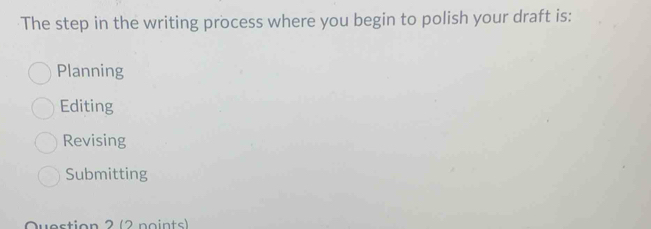 Solved: The step in the writing process where you begin to polish your ...