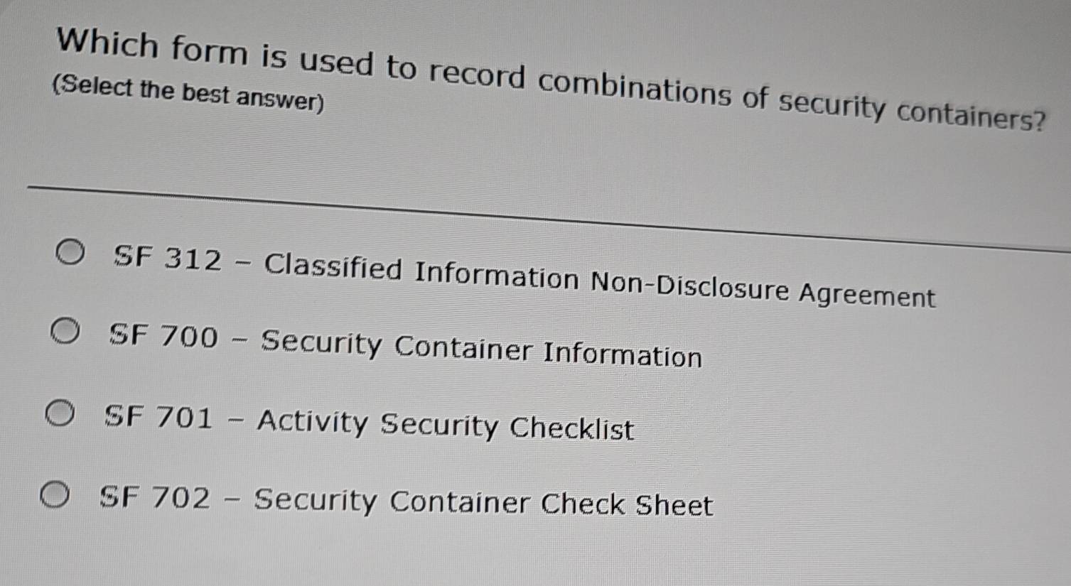 Gelöst:Which form is used to record combinations of security containers ...